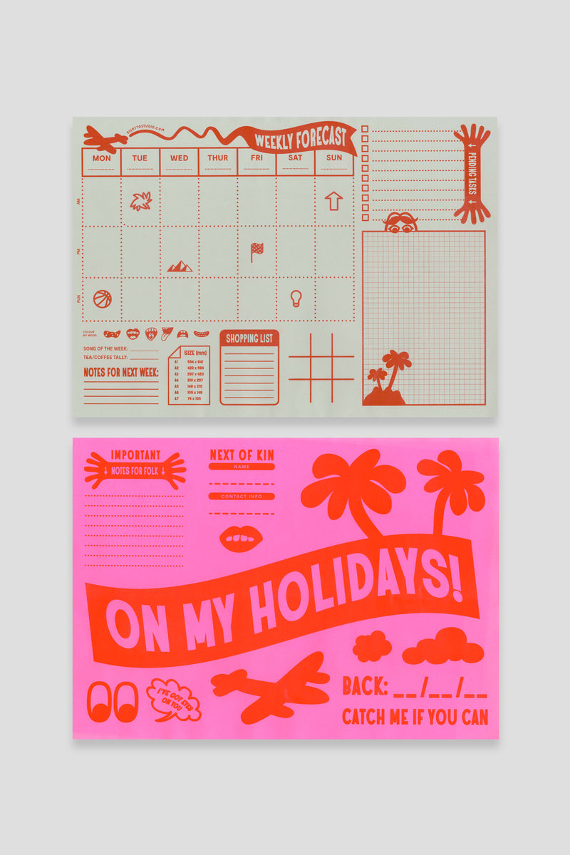 WEEKLY DESKTOP PLANNER (Blue + F. Green) – RISOTTO